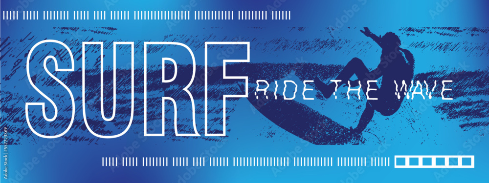 Surf Wave Banner Design Blue Gradient Surf rider in Background Ocean ...