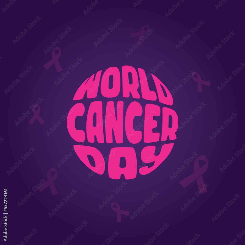 World Cancer Day Lettering and Typography Vector Illustration with Pink ...