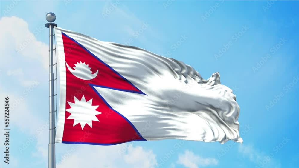 Nepal Flag Loop. Realistic 4K. 30 fps flag of the Nepal. Nepal Flag ...