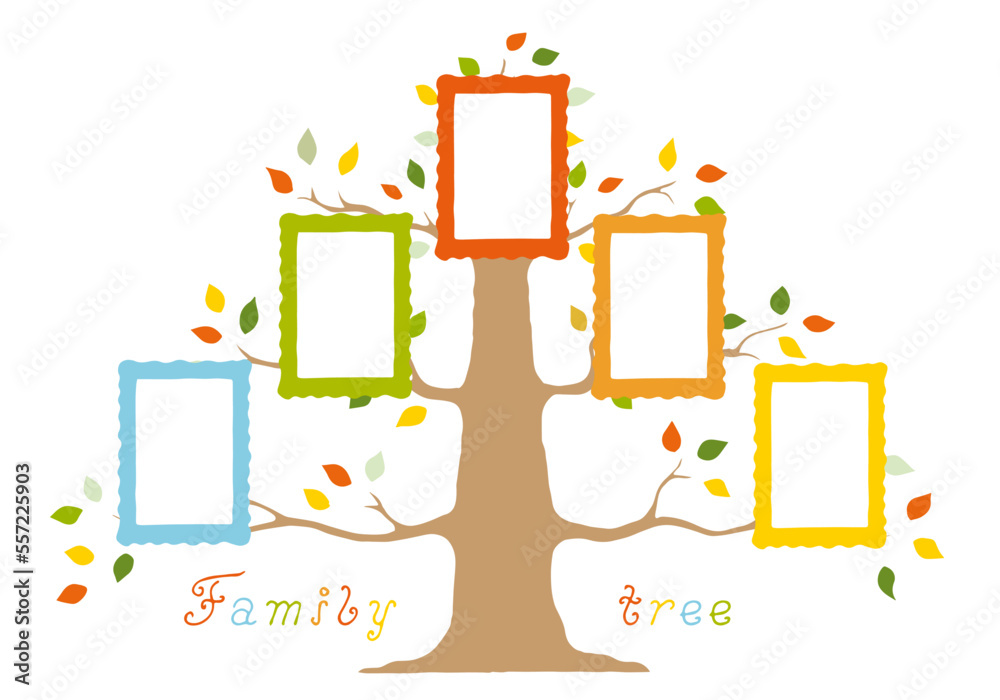 Family tree with photo frames. Freehand drawing. Doodle. Hand Drawn ...