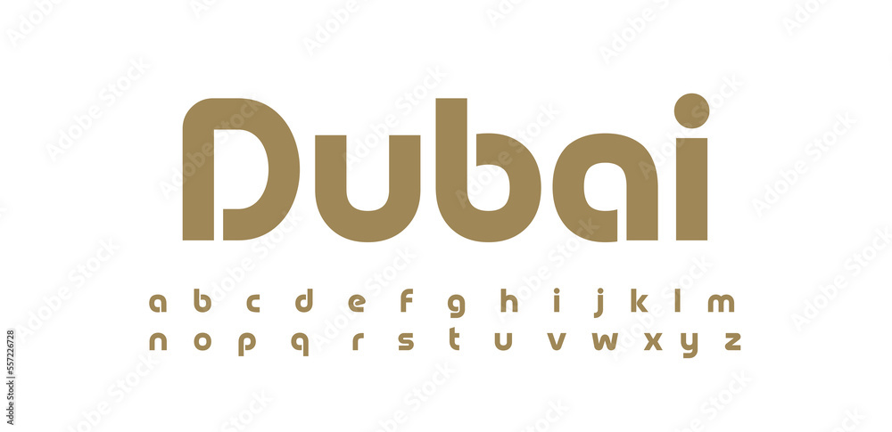 DUBAI, Minimal elegant font lowercase alphabet. Rounded angles letter ...
