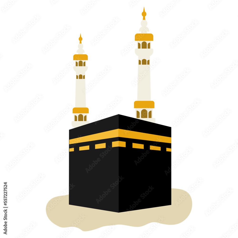 Flat Kaaba Mecca Illustration Vector Stock Vector | Adobe Stock