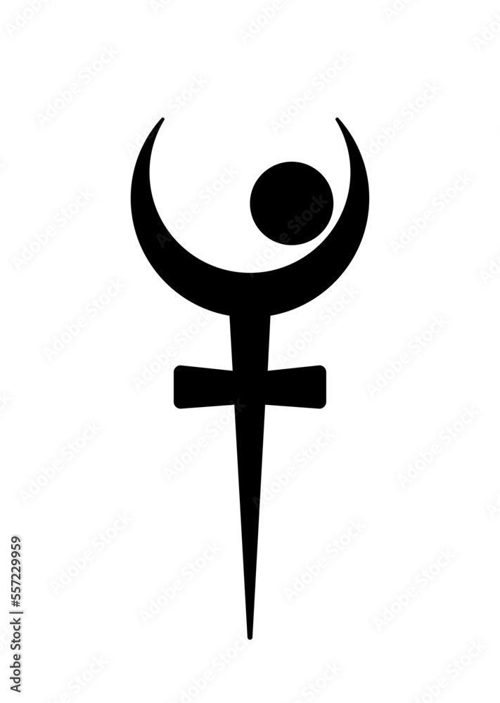 Vecteur Stock Mystical lunar cross. Sacred Geometry, Occult religious ...