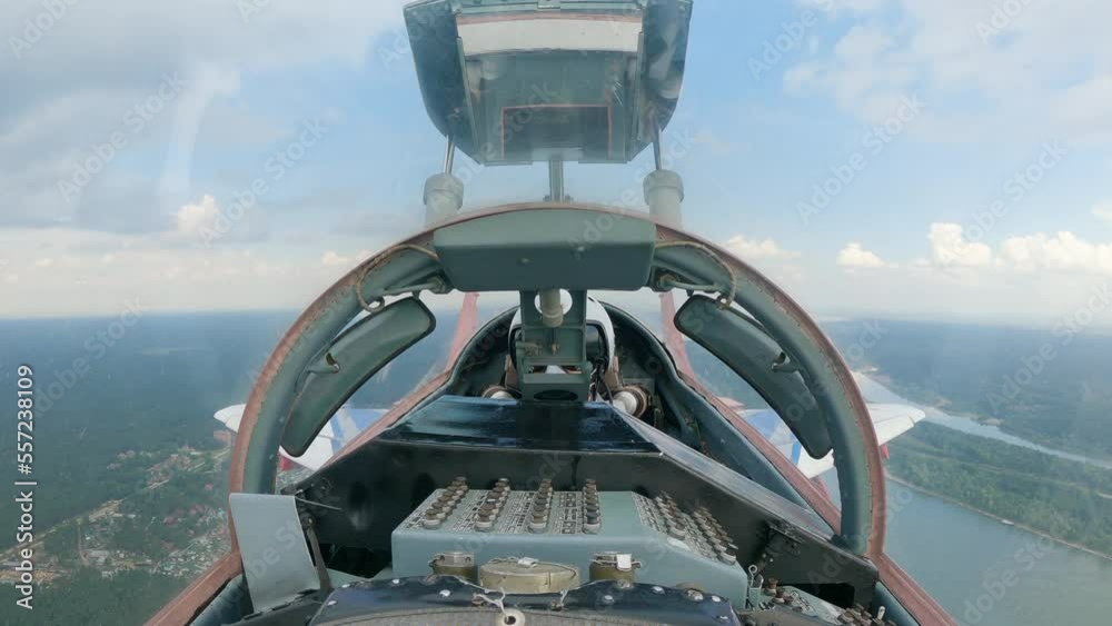 One pilot in cockpit control flight military aircraft mig29 airshow ...