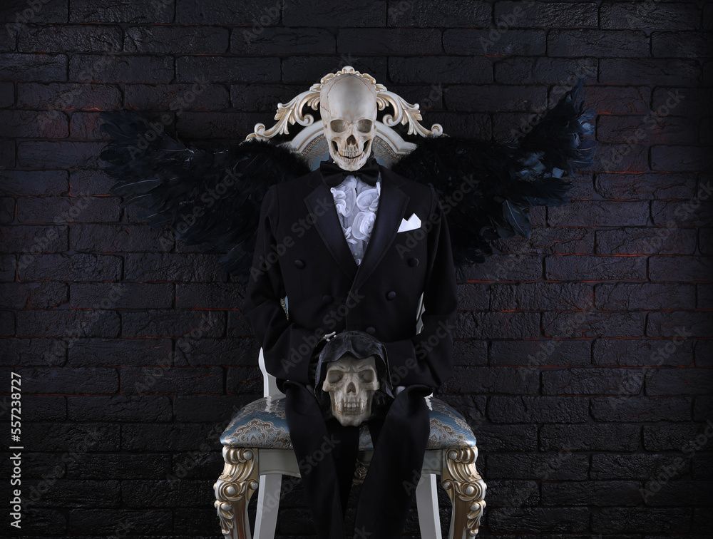 skeleton devil with black wings Stock Photo | Adobe Stock