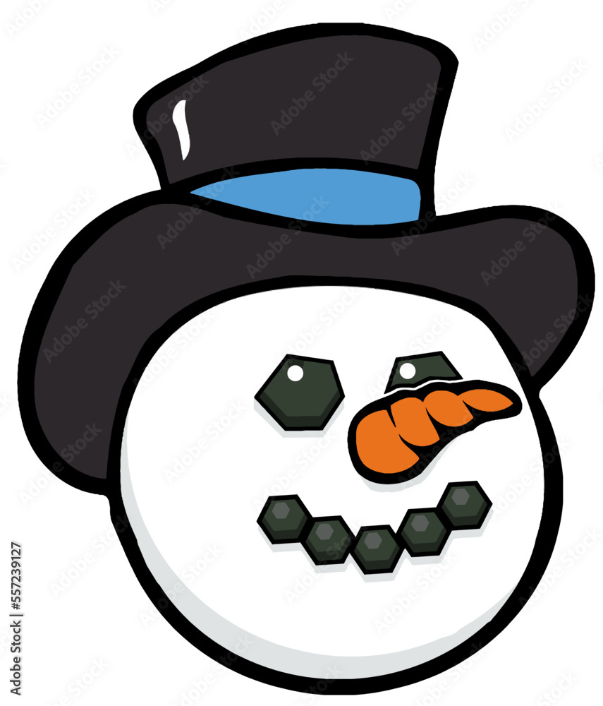 cartoon snowman face with top hat Stock Vector | Adobe Stock