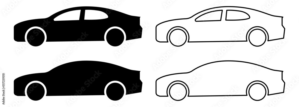 Car icon set. Transport symbols. Vector illustration isolated on white ...