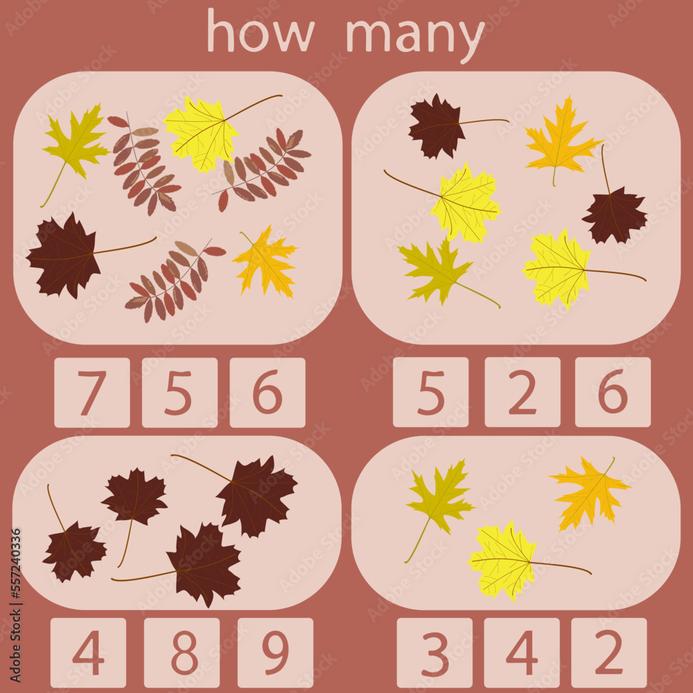 count how many autumn leaves are in the picture Stock Vector | Adobe Stock