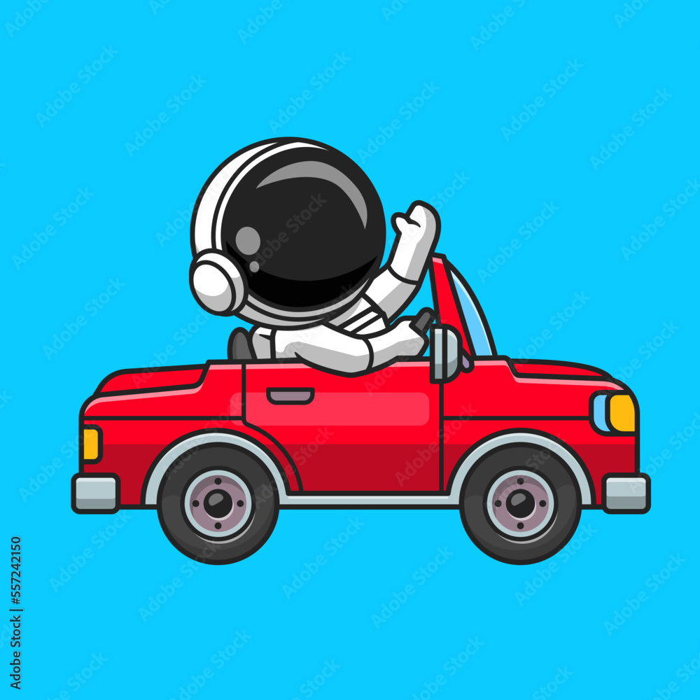 Cute Astronaut Driving Off Road Car Cartoon Vector Icon Illustration ...