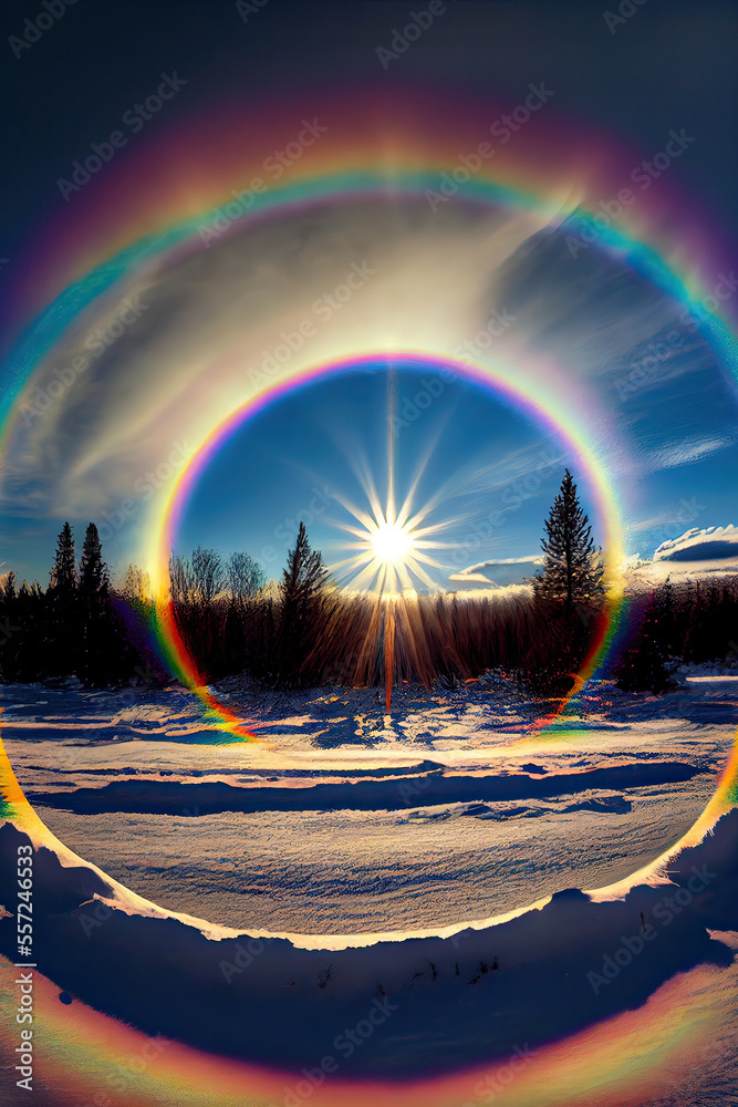 beautiful circular rainbow, refraction,earth and rainbow Stock ...