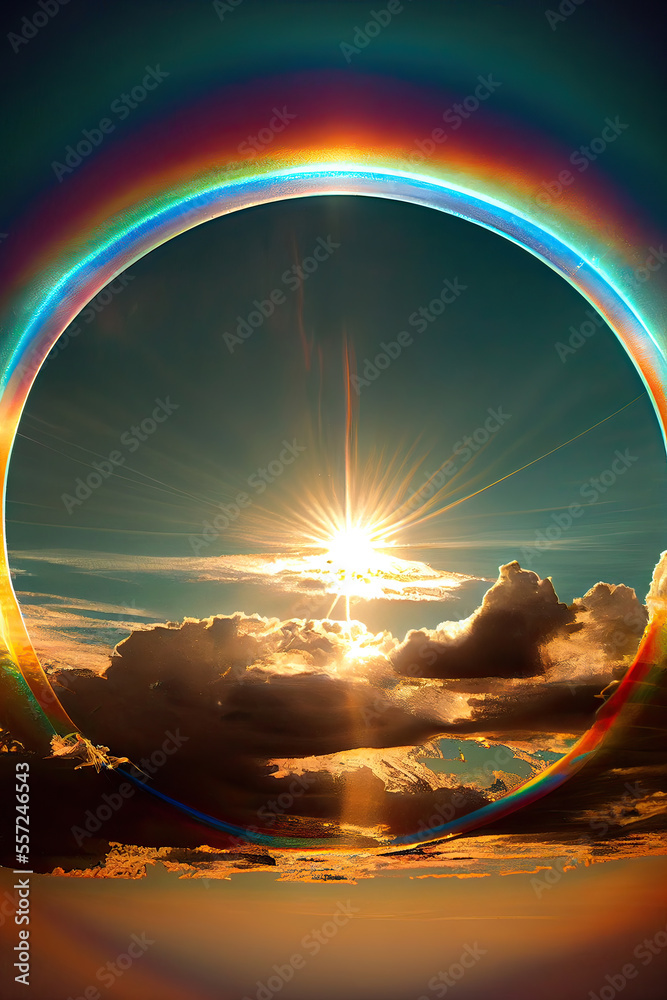 beautiful circular rainbow, refraction,earth and rainbow Stock ...