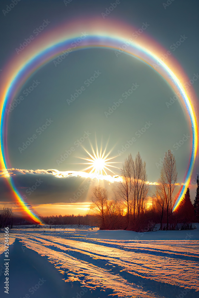 beautiful circular rainbow, refraction,earth and rainbow Stock ...