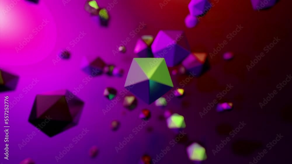 Rotating geometric polygons. Design. Spinning stream with geometric 3d ...
