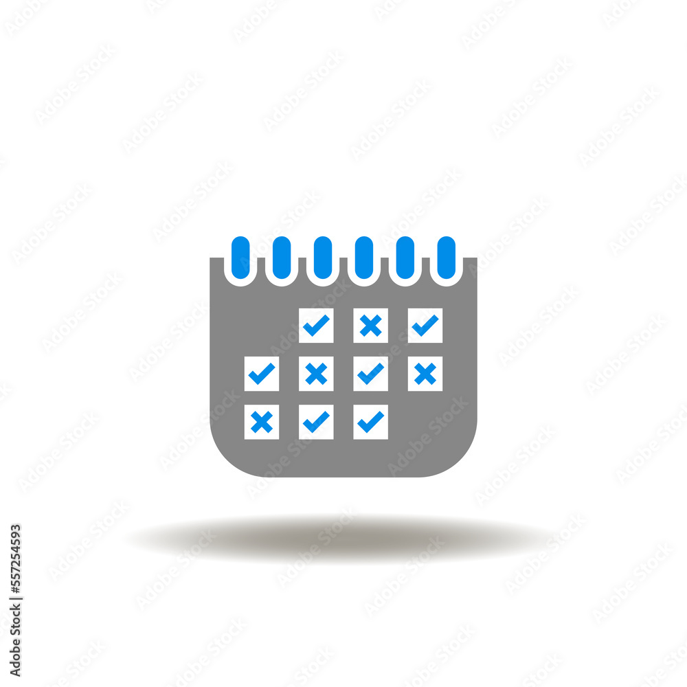 Vector illustration of calendar with check and cross marks. Icon of ...