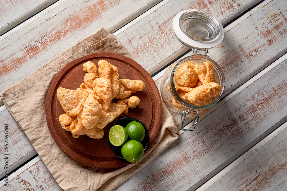 Chicharron - deep fried pork rinds, crispy pork skin pieces ...