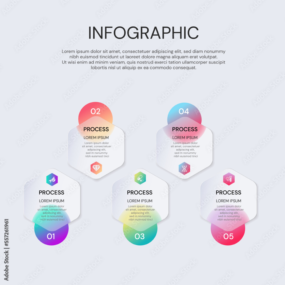 Vector infographic label design with icons. Business concept flowchart ...
