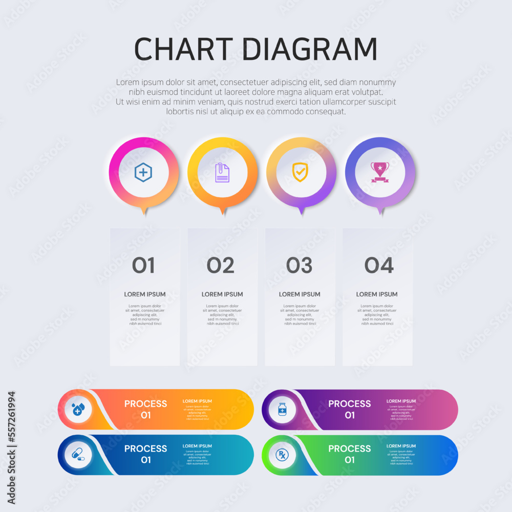 Vector infographic label design with icons. Business concept flowchart ...
