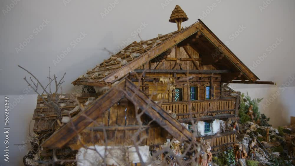 nativity scene and worship in alpine style Stock Video | Adobe Stock