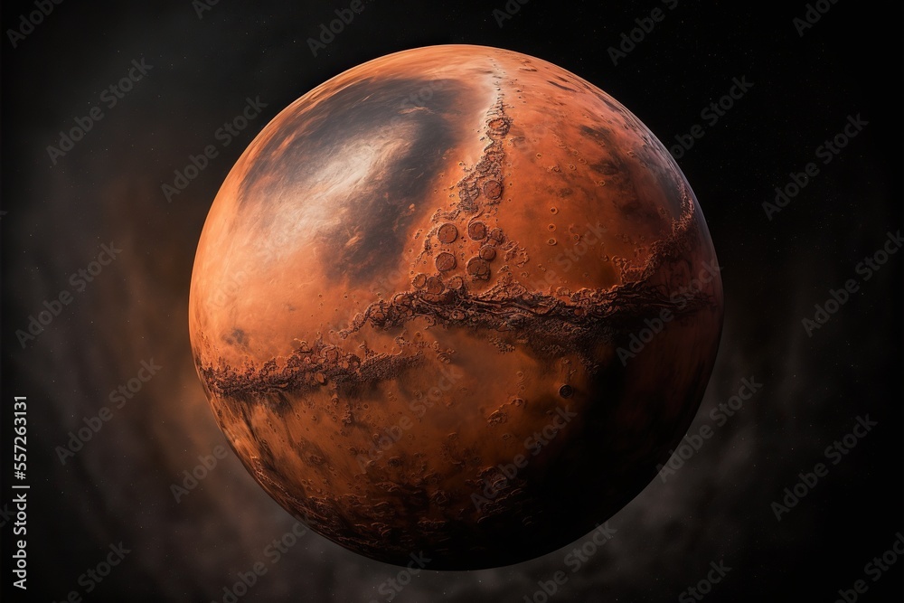 Realistic illustration model of the planet Mars, isolated on black ...