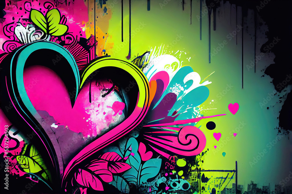 Colorful graffiti heart as love symbol illustration (Generative AI ...