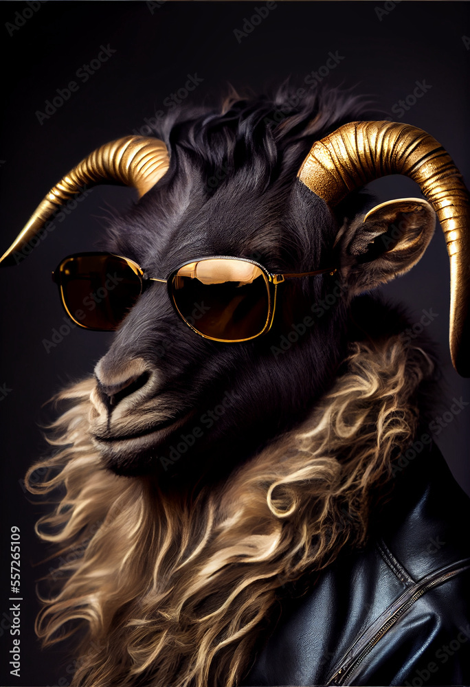 Cool Goat in Leather Jacket. generative ai Stock Illustration | Adobe Stock