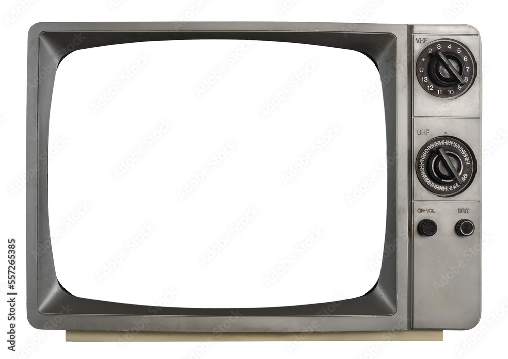 Vintage 1970's era television set isolated on a transparent background ...