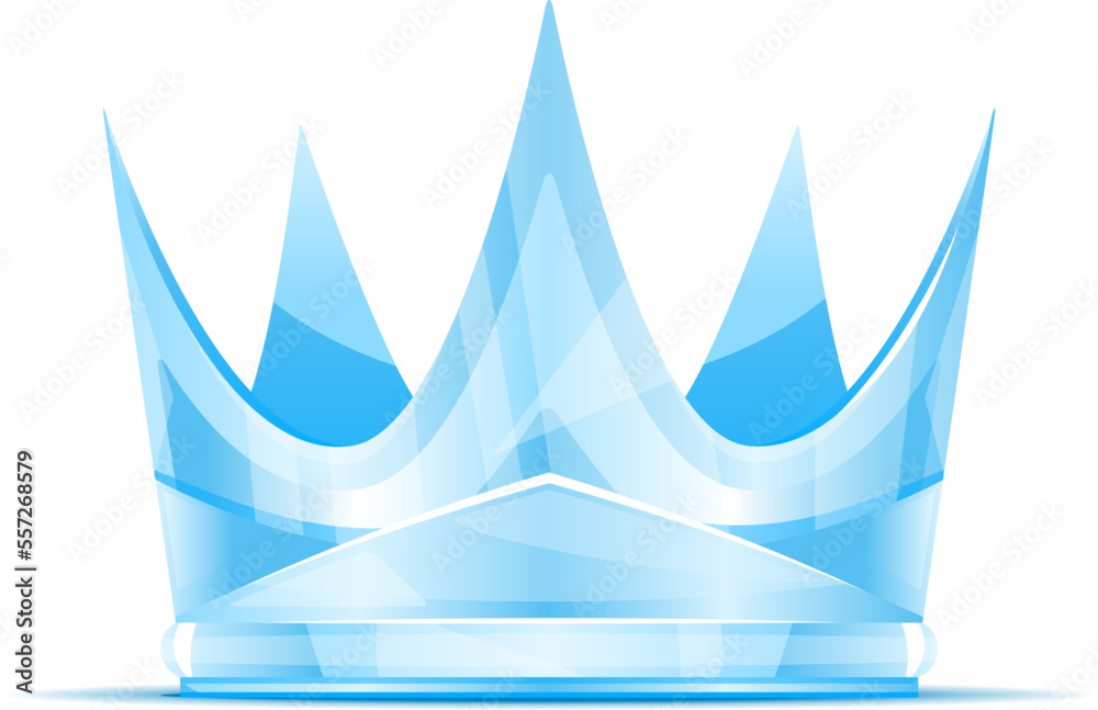 One ice Queen crown on side view isolated illustration, symbol of power ...