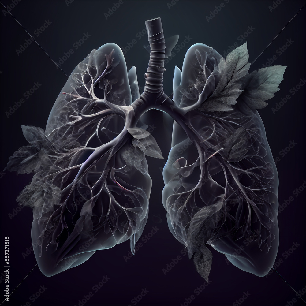 Image of smoker's lungs, lungs full of smoke, bad human habits ...