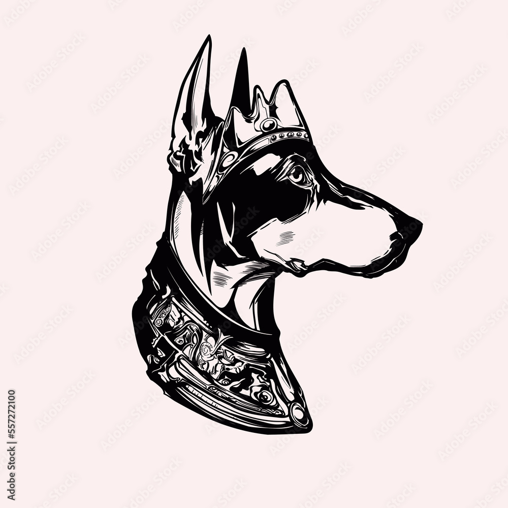 Hand-drawn vector illustration with black doberman Stock Vector | Adobe ...
