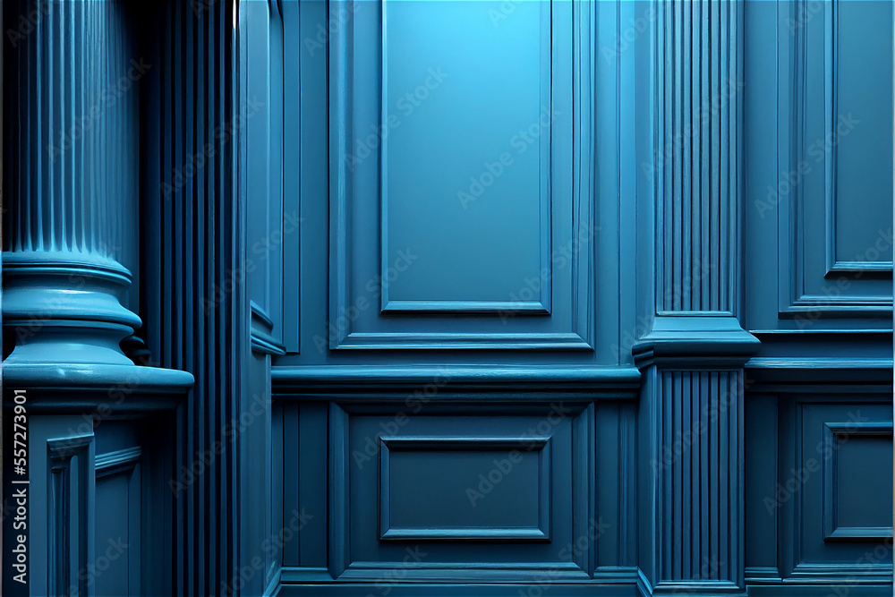 blue lacquered wall with wainscoting ideal for backgrounds Stock ...