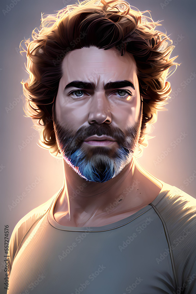 Portrait Man Attitude Pose Masculine Hairstyle Modern Attractive Beard ...