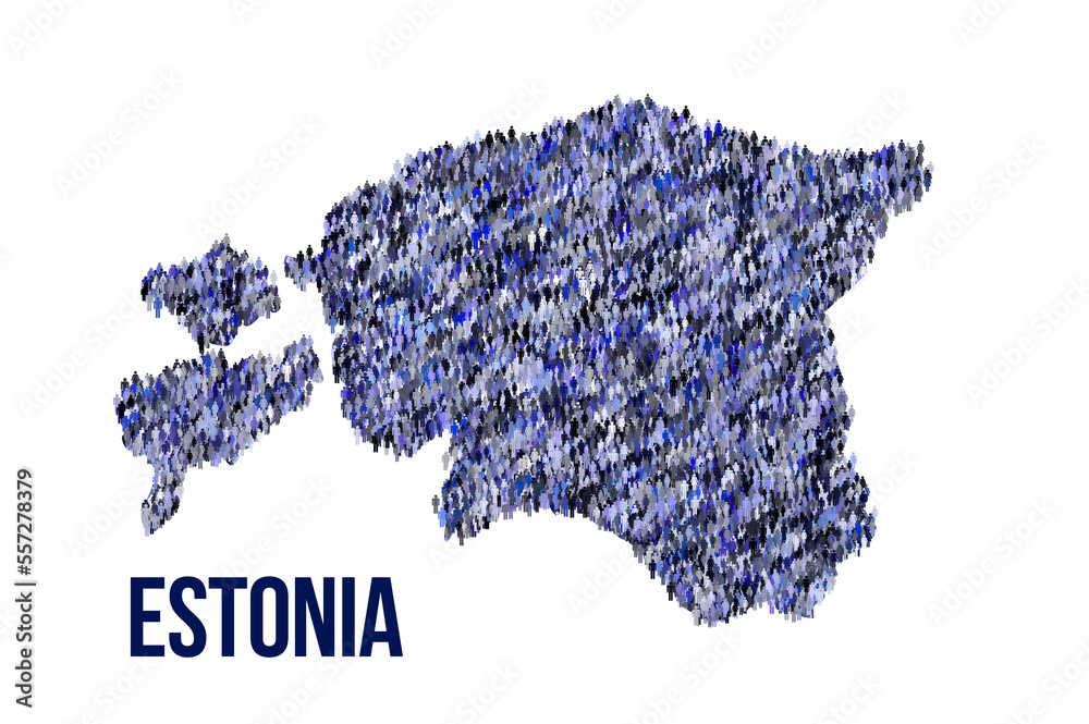 The map of the Estonia made of pictograms of people or stickman figures ...