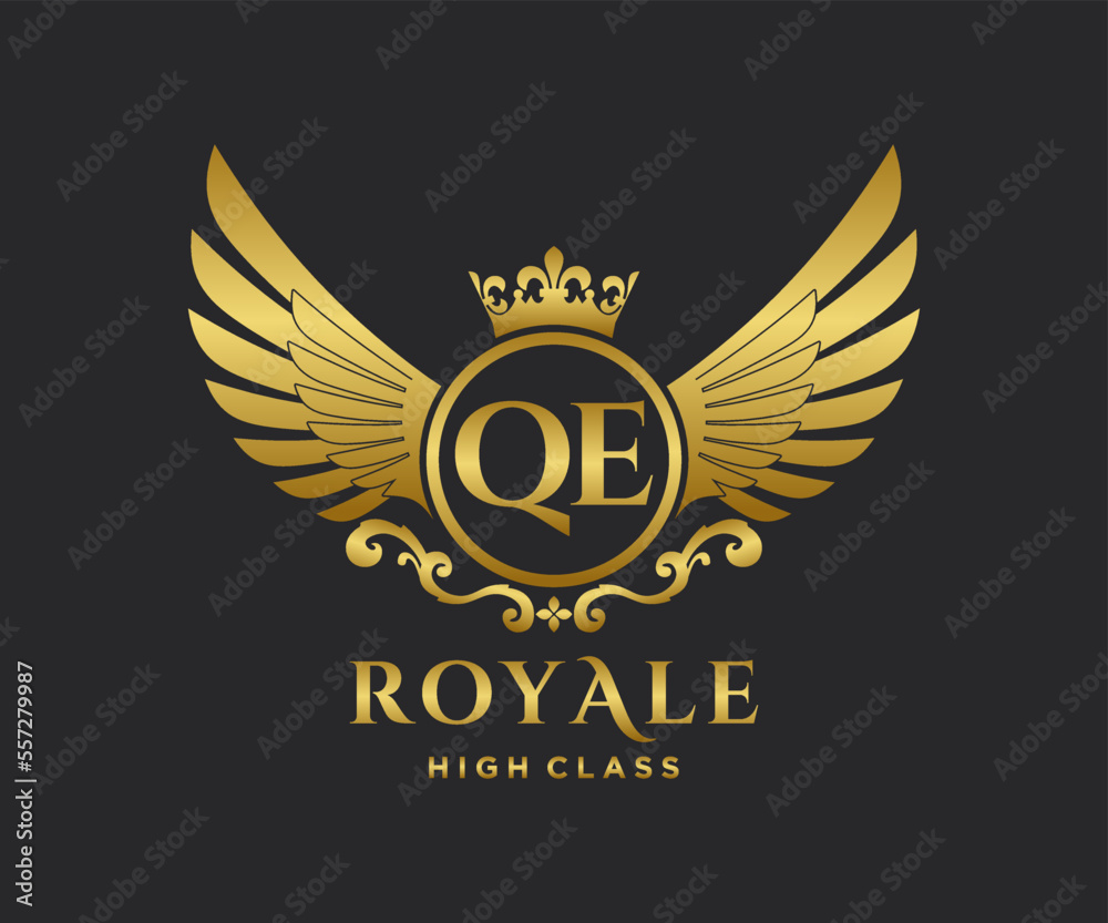 Golden Letter QE template logo Luxury gold letter with crown. Monogram ...