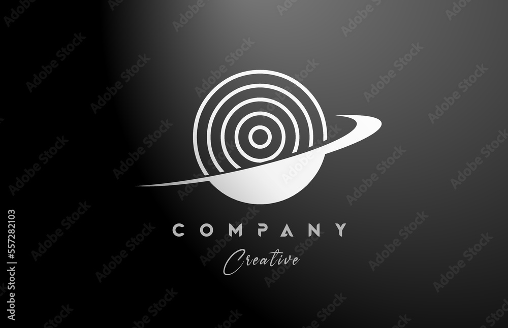 black white O alphabet letter logo icon design with swoosh. Creative ...