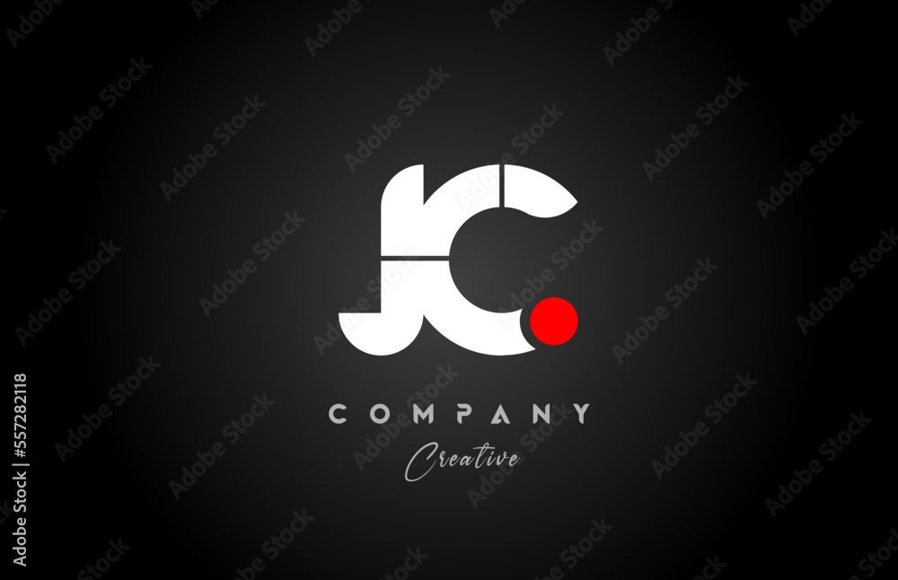red white alphabet letter JC J C combination for company logo. Suitable ...
