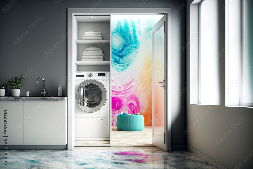 Modern laundry room door with frosted glass folding panels and an ...