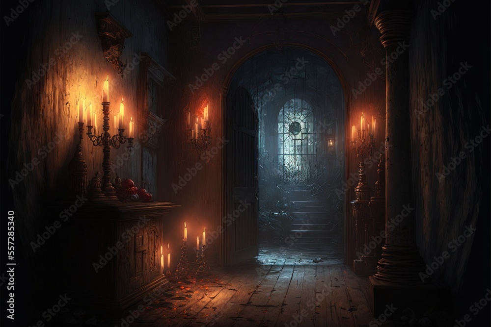 creepy interior of an abandoned building background, concept art ...