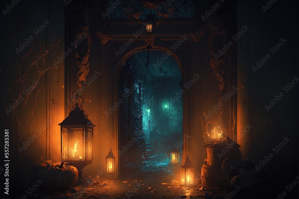 creepy interior of an abandoned building background, concept art ...