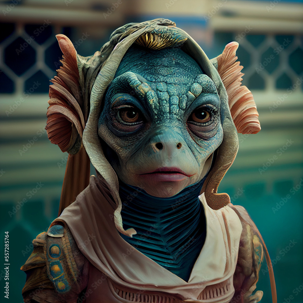 Portrait photo of anthropomorphic mermaid alien, generative ai Stock ...