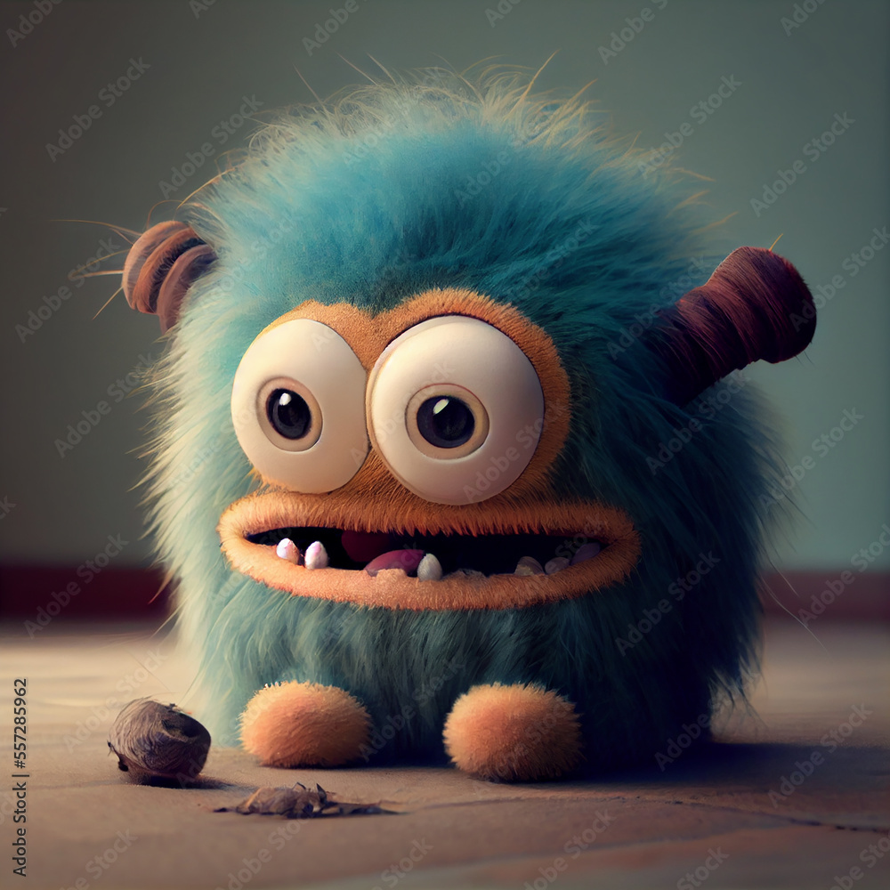 Cute fuzzy monster Stock Illustration | Adobe Stock