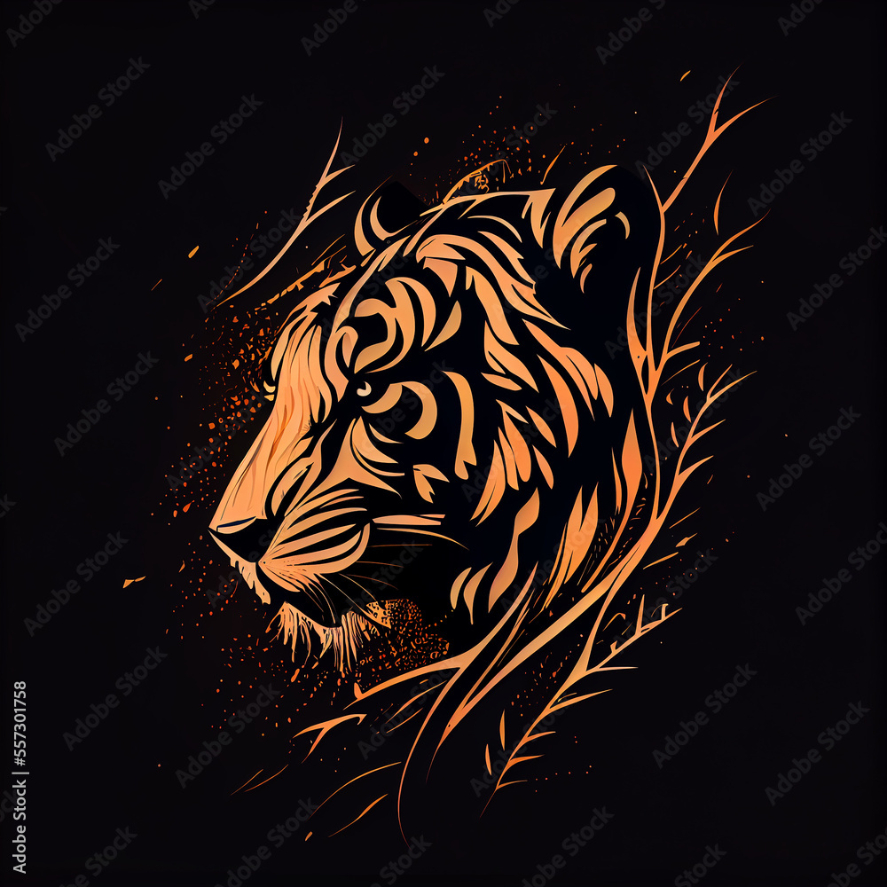 line art tiger logo emblem ai art Stock Illustration | Adobe Stock