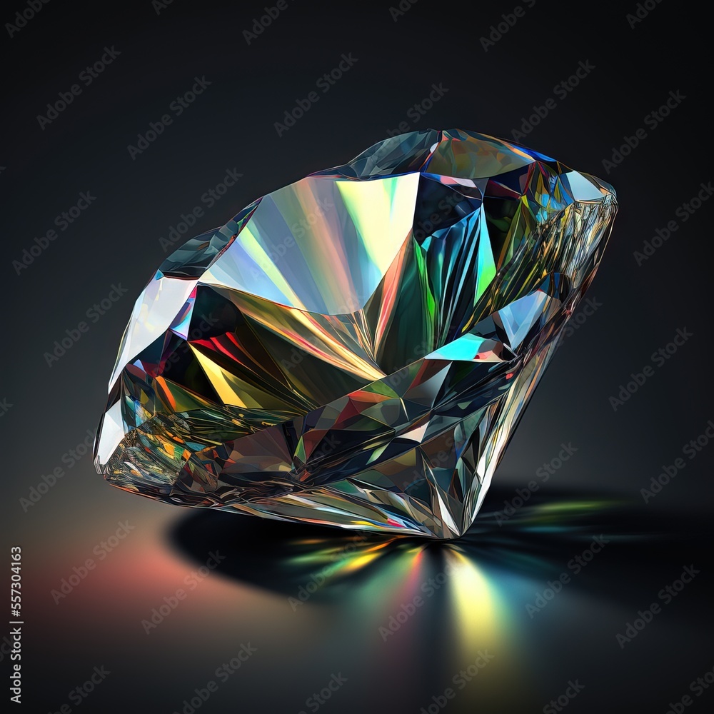 A beautiful Shiny Diamond, reflecting lights in several angles, and ...