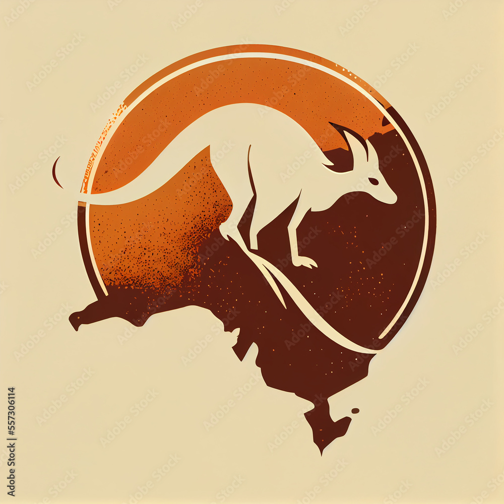Kangaroo icon emblem logo generative art Stock Illustration | Adobe Stock