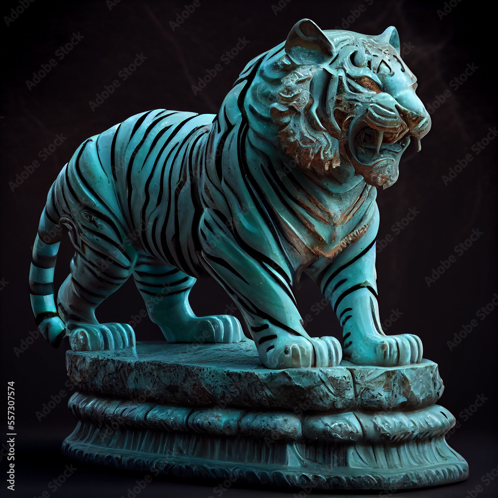 Jade tiger statue generative art Stock Illustration | Adobe Stock