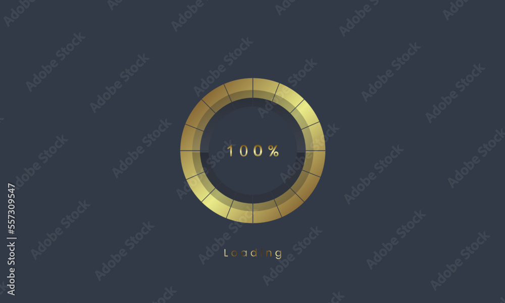 100 percent golden Futuristic Progress loading bar. golden up Loading ...
