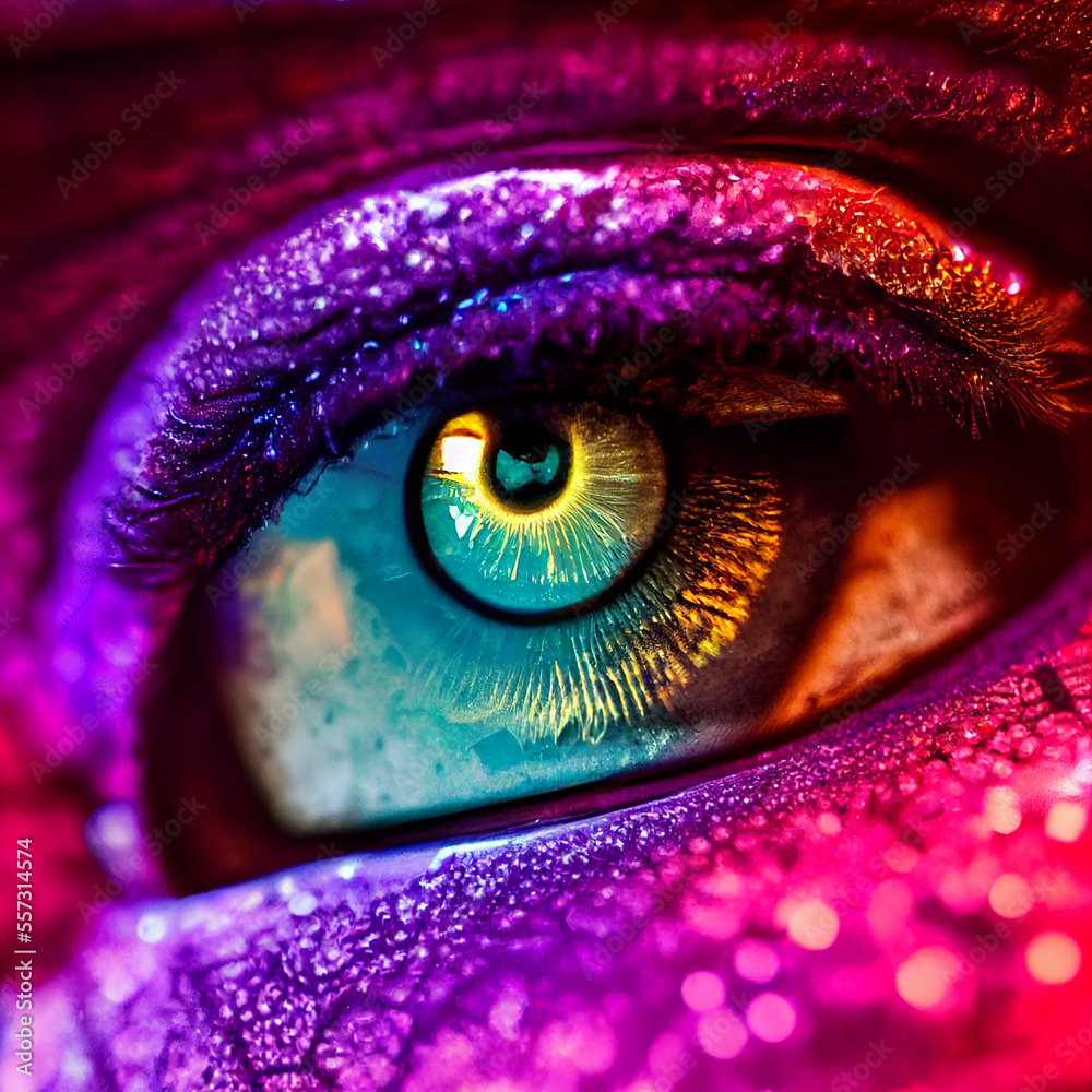 Psychedelic Image of a Beautiful Macro Eye, Machine Learning Generated ...