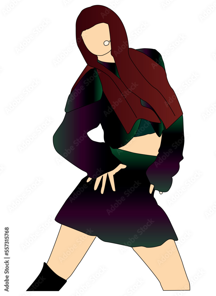 Kpop idol image line art. vector illustration of Korean Girlband Stock ...