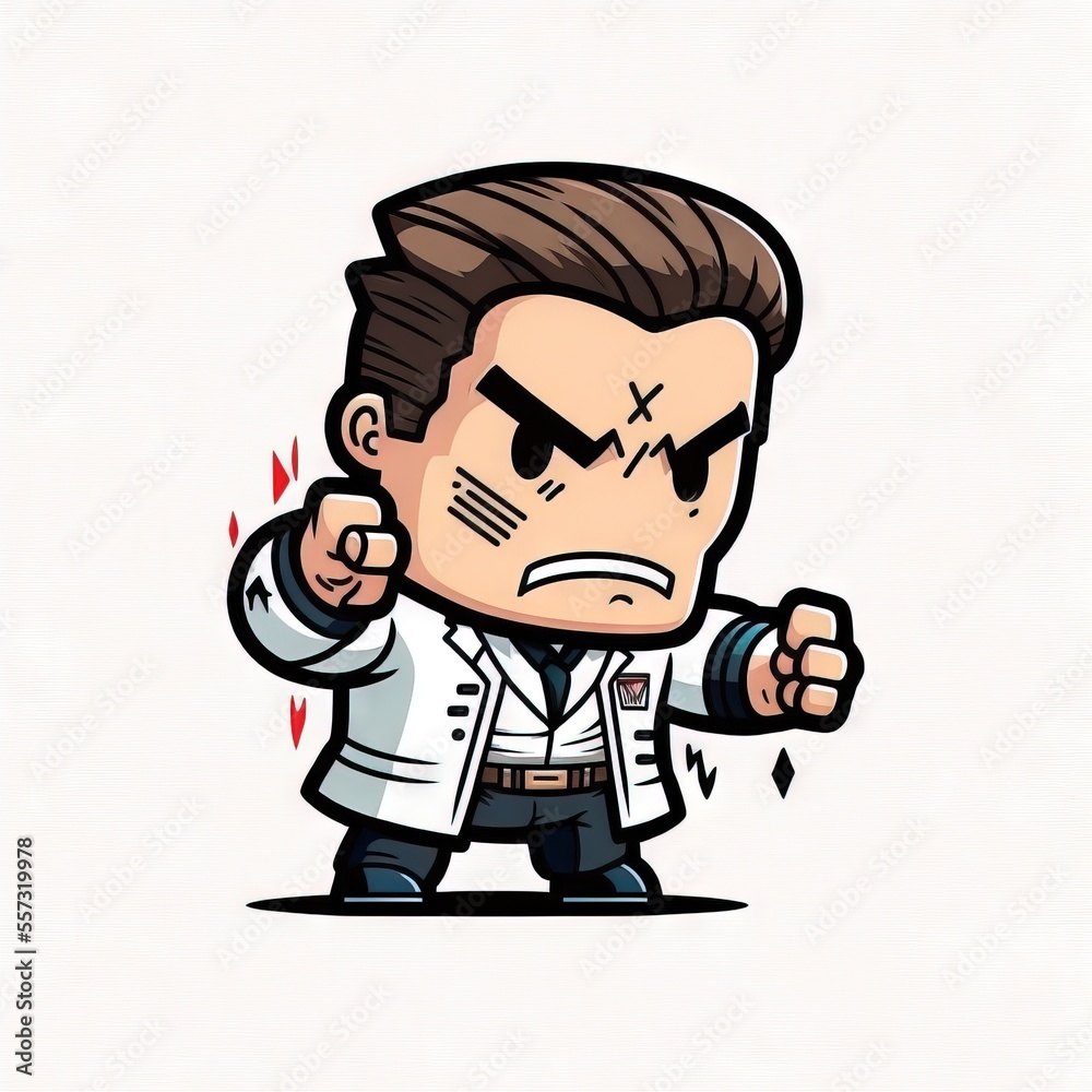 a cartoon character with a gun pointing at the viewer with a frown on ...