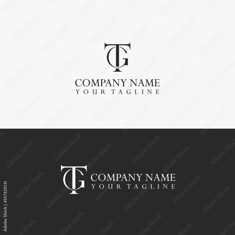 T G letter design logo logotype icon concept with serif font and ...