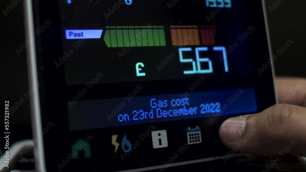 Close Up Of Finger Pressing Touchscreen Display Of UK Energy Smart ...
